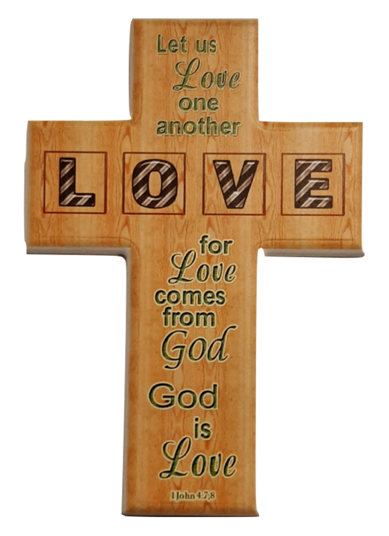 Wooden Cross With 1 John 4 7 8 St Mary Bookstore